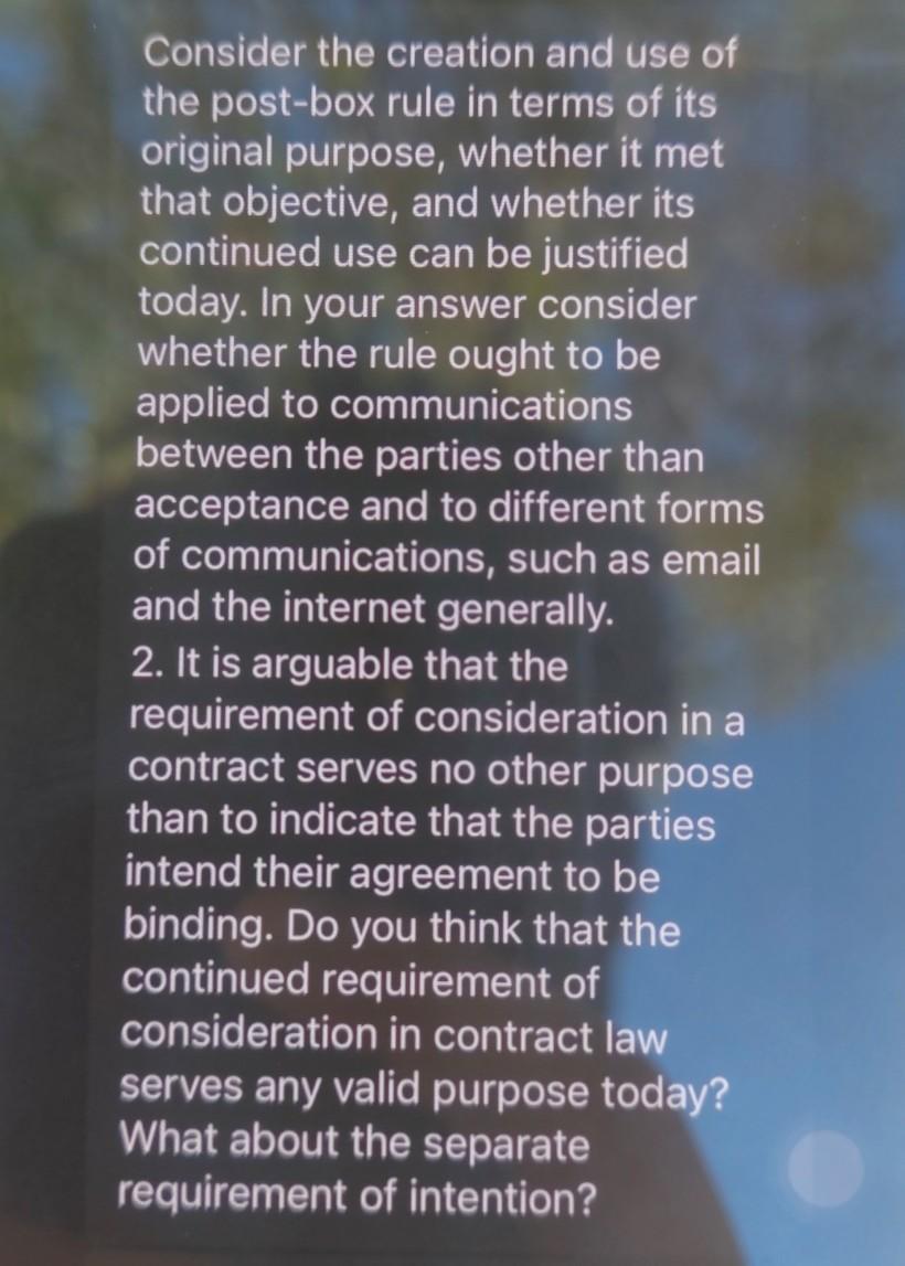Solved Consider the creation and use of the post-box rule in | Chegg.com
