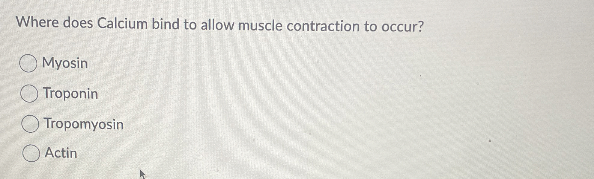 Where does Calcium bind to allow muscle contraction | Chegg.com