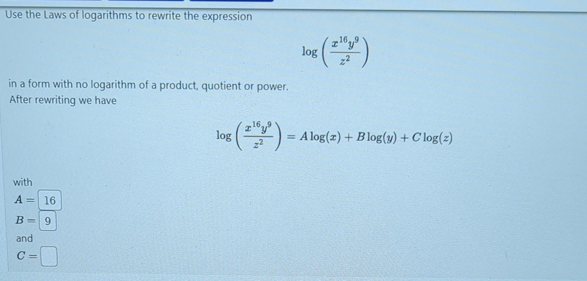 Solved Use the Laws of logarithms to rewrite the expression | Chegg.com