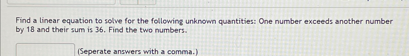 Solved Find a linear equation to solve for the following | Chegg.com