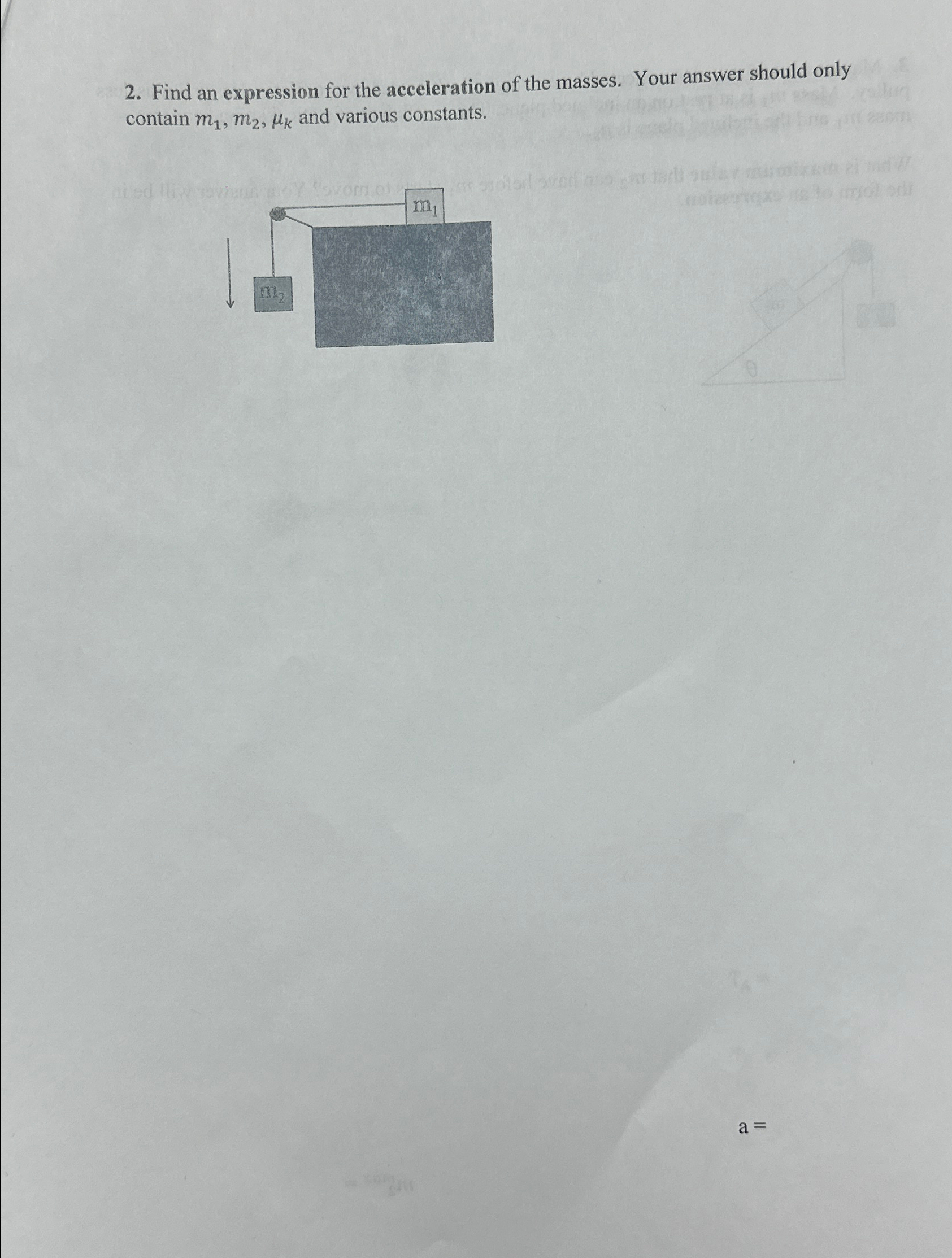 Solved Find an expression for the acceleration of the | Chegg.com
