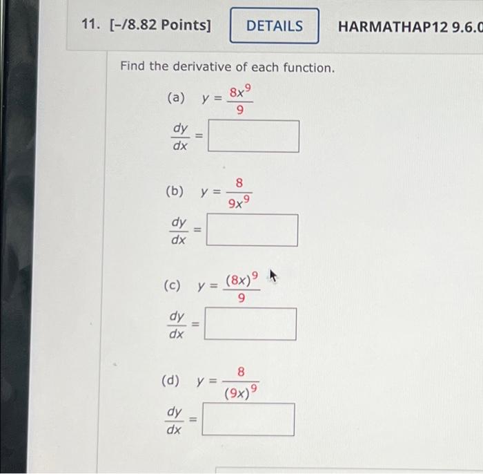 Solved Find the derivative of each function. (a) | Chegg.com