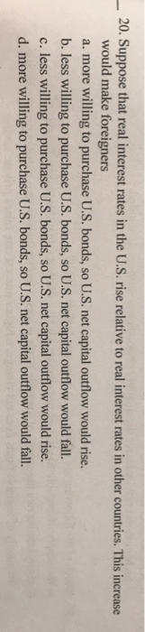 Solved _ 20. Suppose that real interest rates in the U.S. | Chegg.com