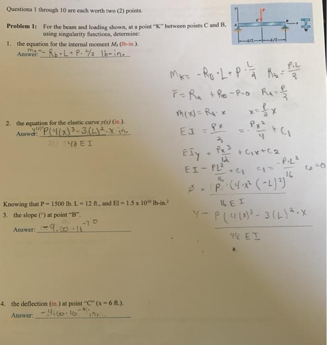 Solved Questions through 10 are each worth two (2) points. | Chegg.com