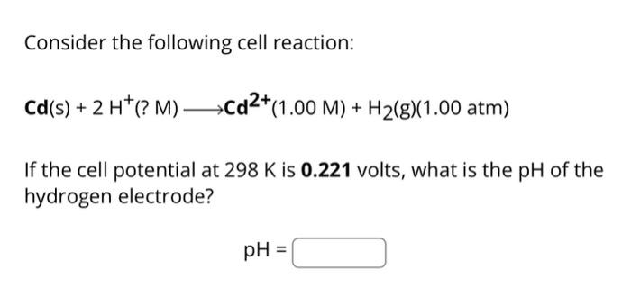 Consider the following cell reaction: | Chegg.com