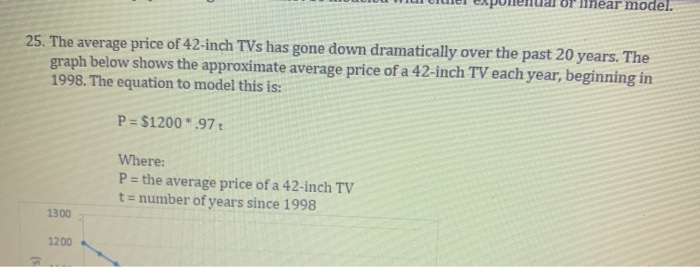 Solved 25. The average price of 42-inch TVs has gone down | Chegg.com