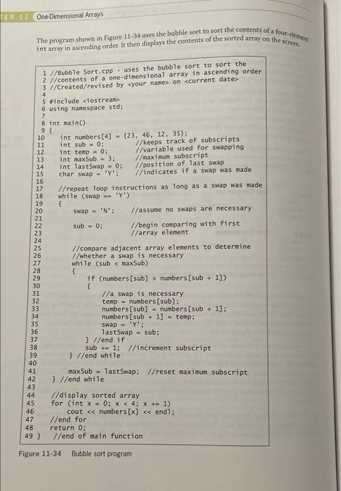 Solved TER 11 One-Dimensional Arrays The program shown in | Chegg.com