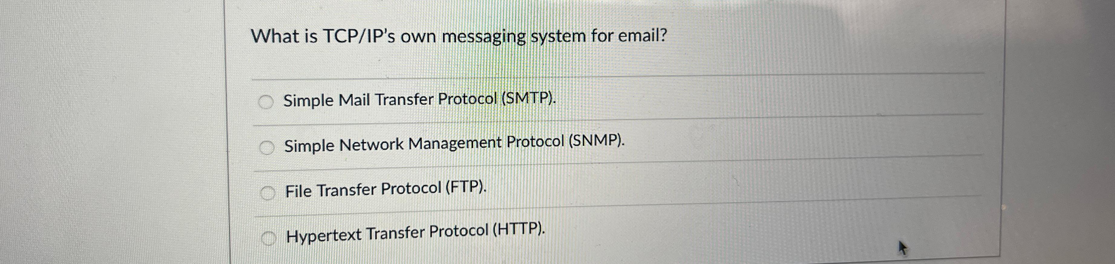 Solved What is TCP/IP's own messaging system for | Chegg.com