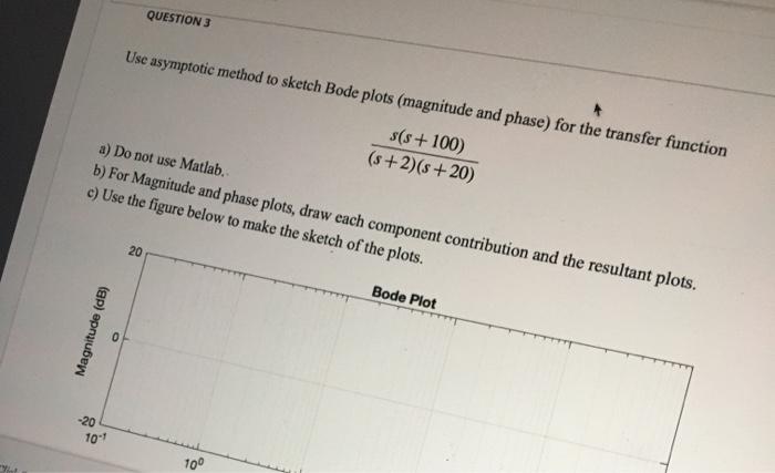 Solved QUESTION 3 Use asymptotic method to sketch Bode plots | Chegg.com