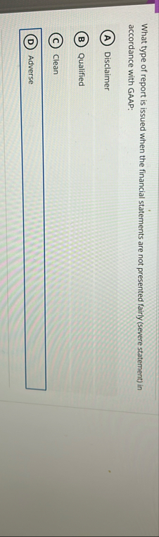 Solved What type of report is issued when the financial | Chegg.com