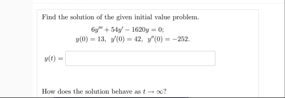 Solved Find the solution of the given initial value | Chegg.com