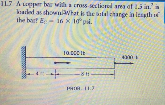 Solved A copper bar with a cross-sectional area of 1.5 in.' | Chegg.com