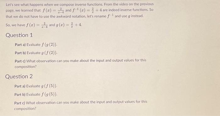 Solved Let's see what happens when we compose inverse | Chegg.com