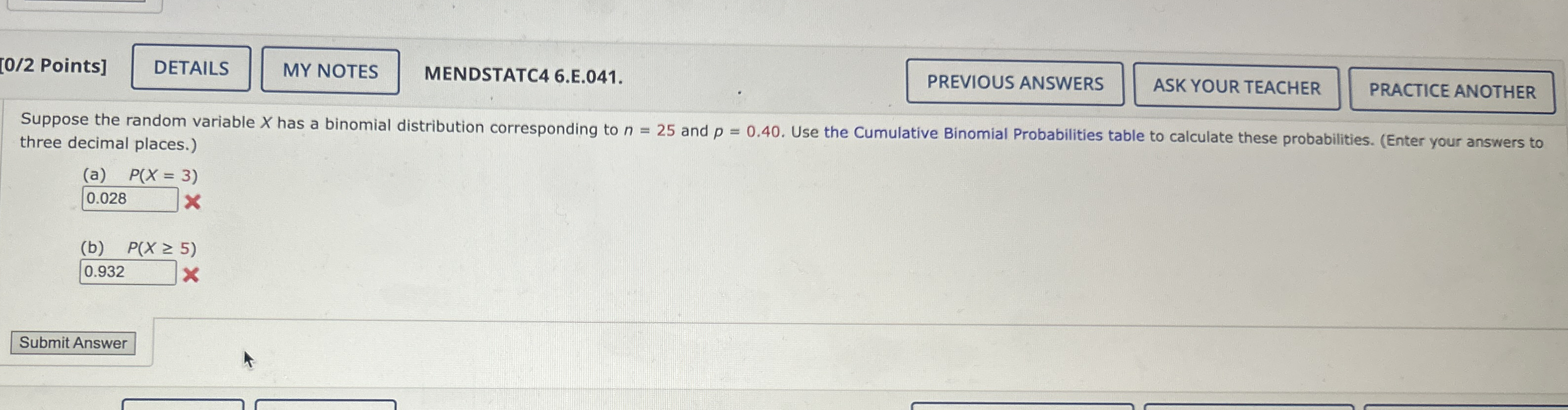 Solved Points]MENDSTATC4 6.E.041.Suppose the random variable | Chegg.com