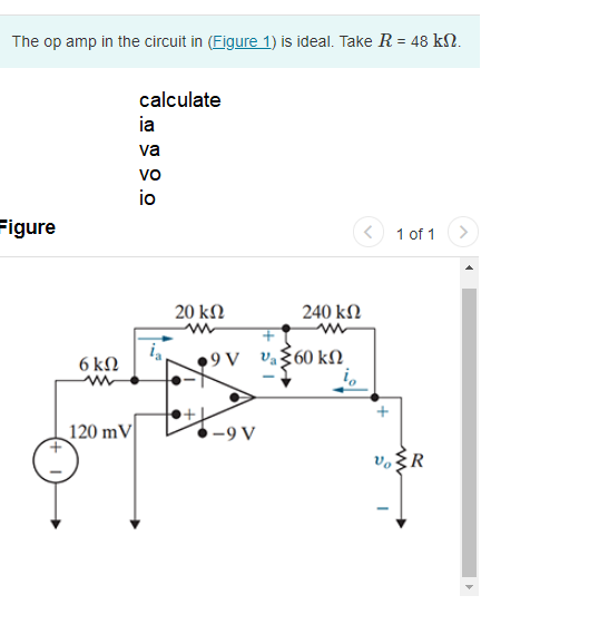 Solved The op amp in the circuit in (Figure 1) ﻿is ideal. | Chegg.com