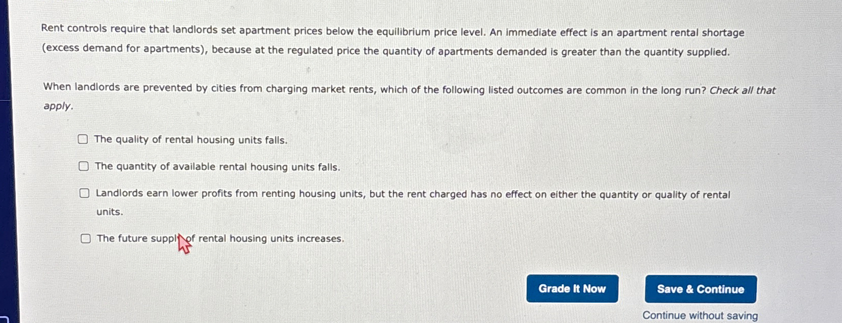 Solved Rent controls require that landlords set apartment | Chegg.com