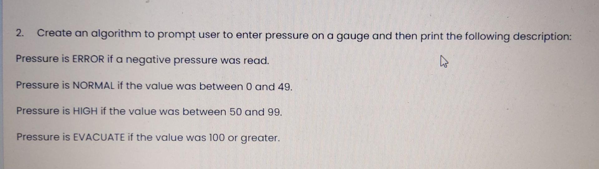 Solved 2. Create an algorithm to prompt user to enter | Chegg.com