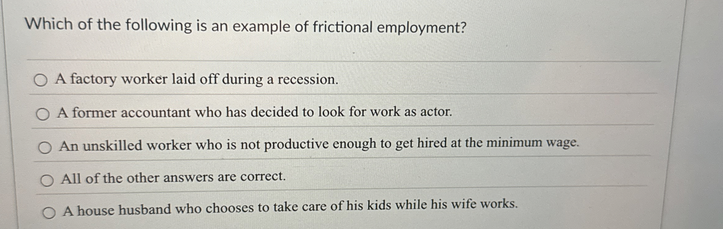 Solved Which of the following is an example of frictional | Chegg.com