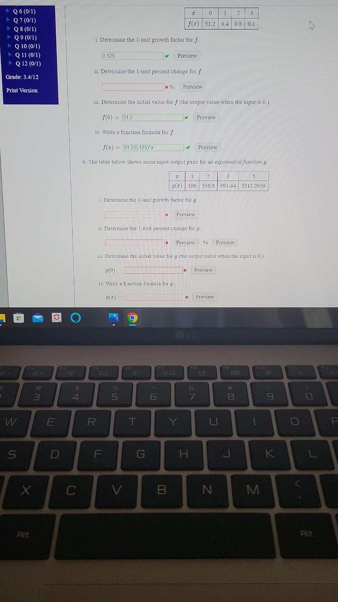 Solved i. Determine the 1-unit growth factor for f. ii. | Chegg.com