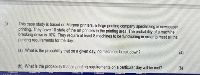Solved This case study is based on Magma printers, a large | Chegg.com