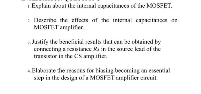 Solved 1. Construct MOSFET common source amplifier circuit | Chegg.com