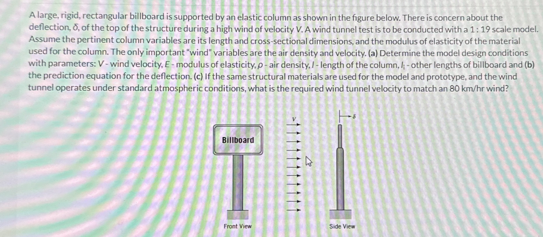 Solved A large, rigid, rectangular billboard is supported by | Chegg.com