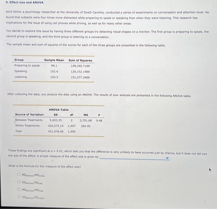 Solved Amit Almor, a psychology researcher at the University | Chegg.com