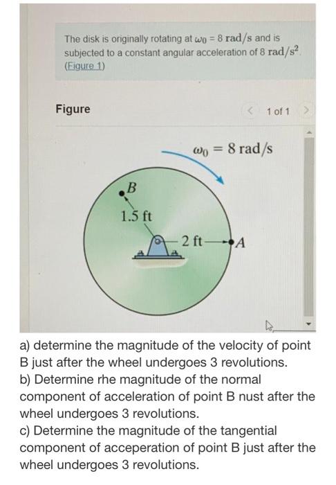 Solved The disk is originally rotating at ω0=8rad/s and is | Chegg.com