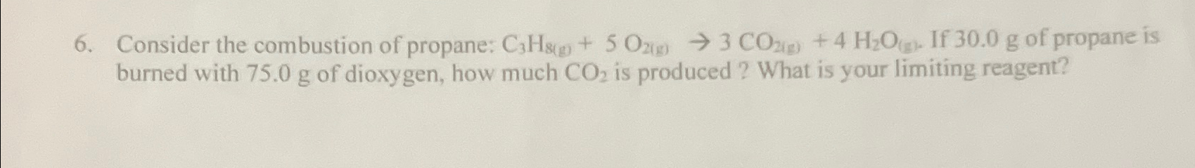 Solved Consider the combustion of propane: | Chegg.com