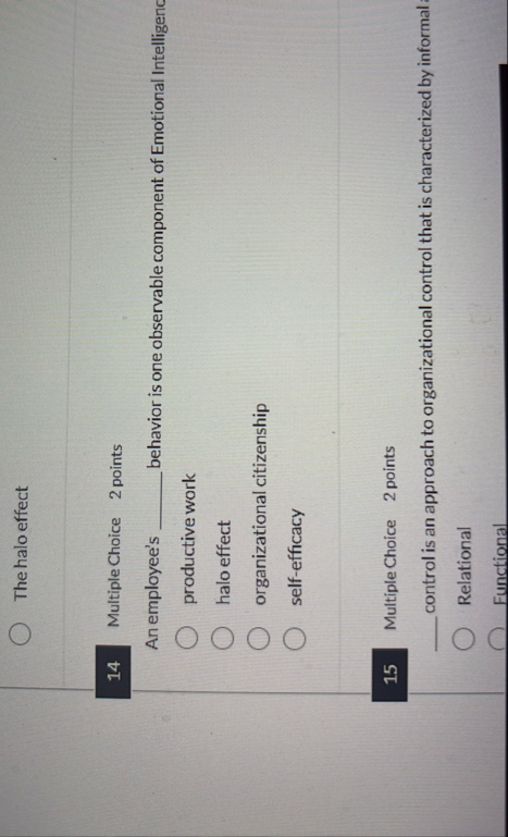 Solved The halo effectMultiple Choice 2 ﻿pointsAn employee's | Chegg.com
