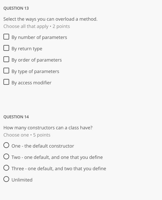 Solved By number of parameters By return type By order of | Chegg.com