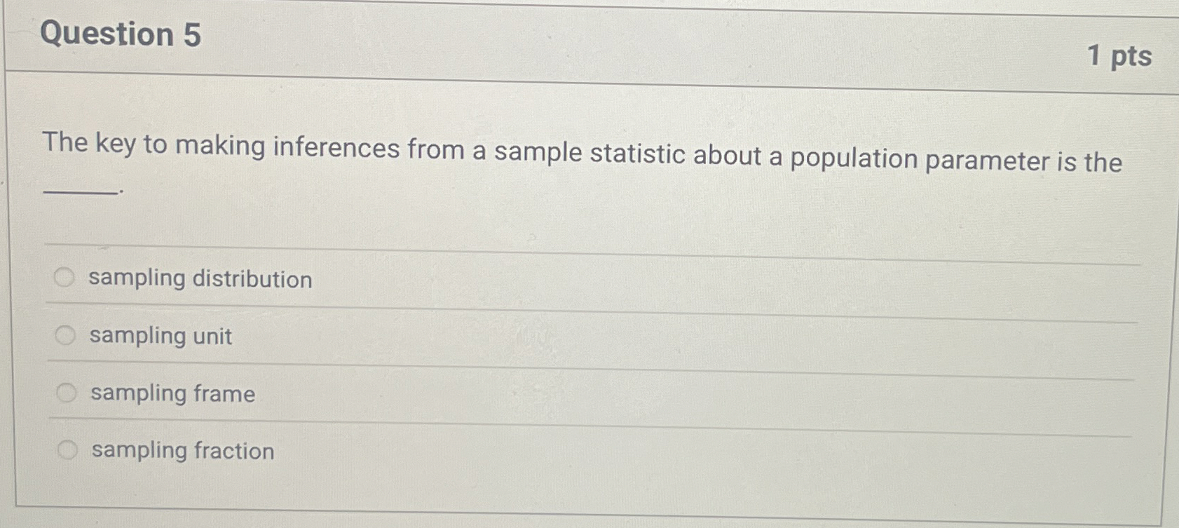 Question 5The key to making inferences from a sample | Chegg.com