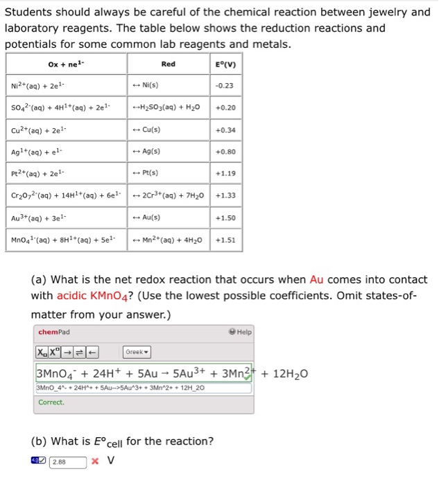 Solved (a) What is the net redox reaction that occurs when | Chegg.com