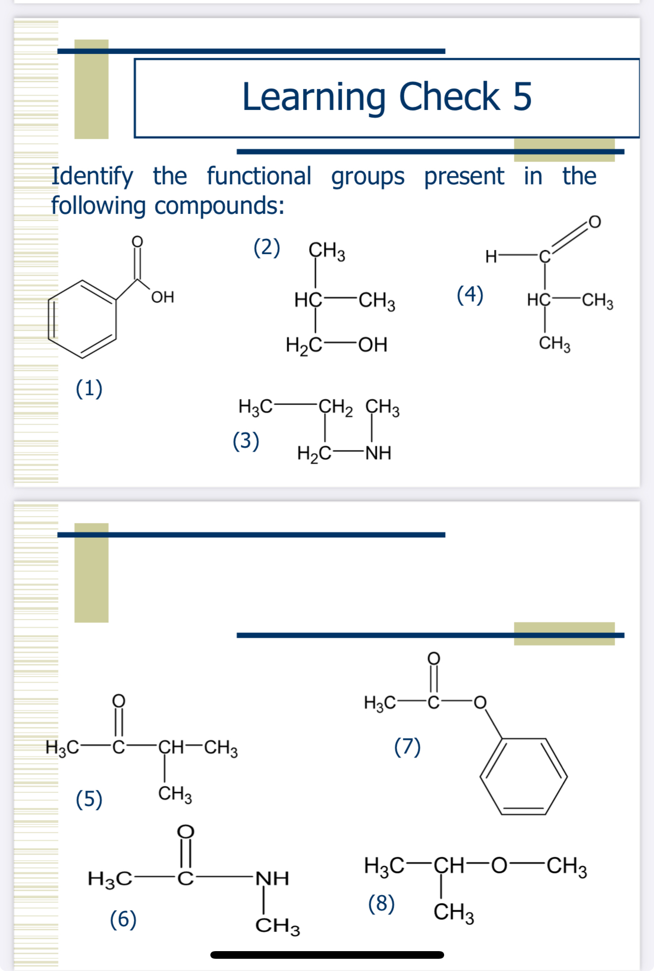 Solved Learning Check 5Identify the functional groups | Chegg.com