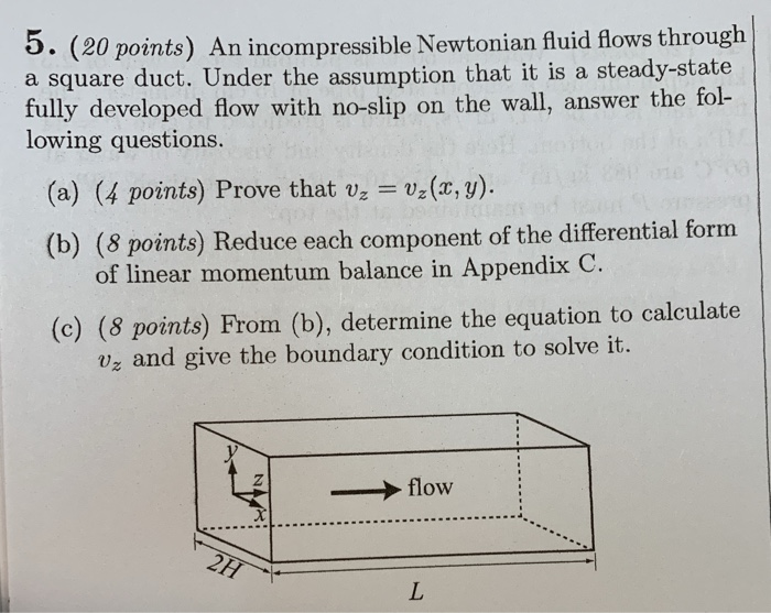 An incompressible Newtonian fluid flows through a | Chegg.com