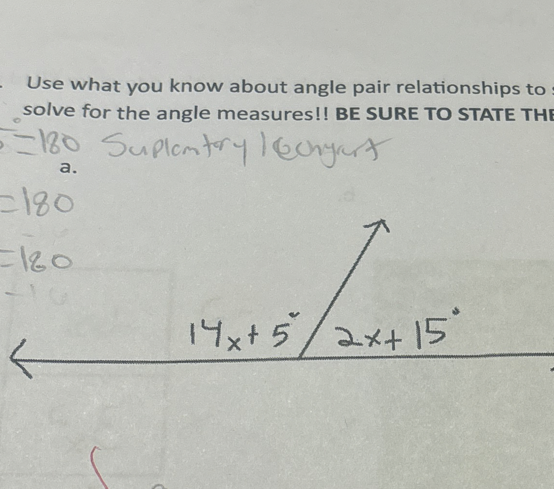 Solved Use what you know about angle pair relatioships to | Chegg.com
