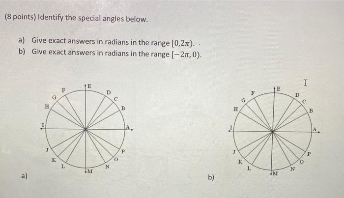 Solved (8 points) Identify the special angles below. a) Give | Chegg.com