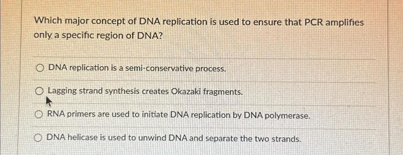 Solved Which major concept of DNA replication is used to | Chegg.com