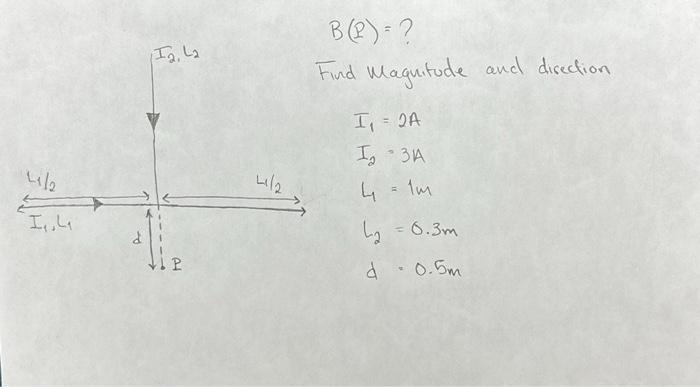 Solved B(P)= ? Find Magnitude and disection I1=2 AI2=3 | Chegg.com