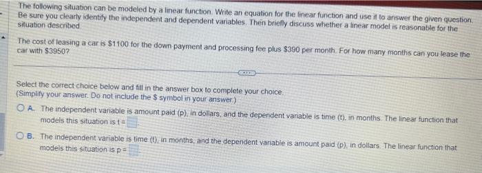 Solved The following situation can be modeled by a linear | Chegg.com