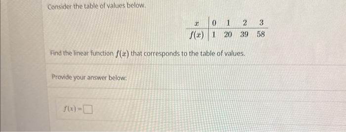 Solved Consider The Table Of Values Below Find The Linear 7052