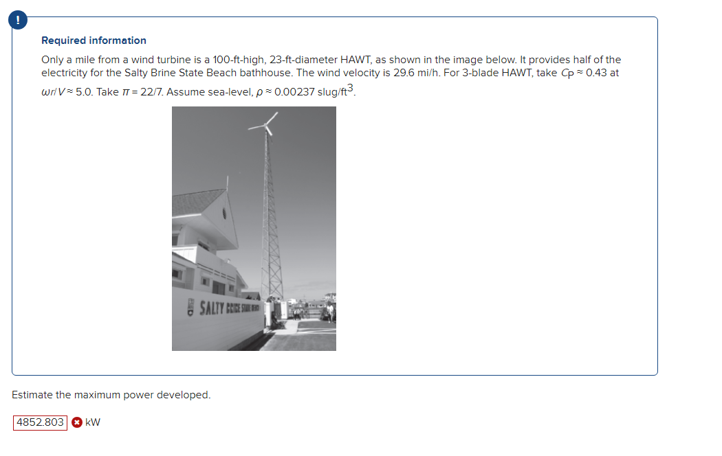 Solved Required informationOnly a mile from a wind turbine | Chegg.com