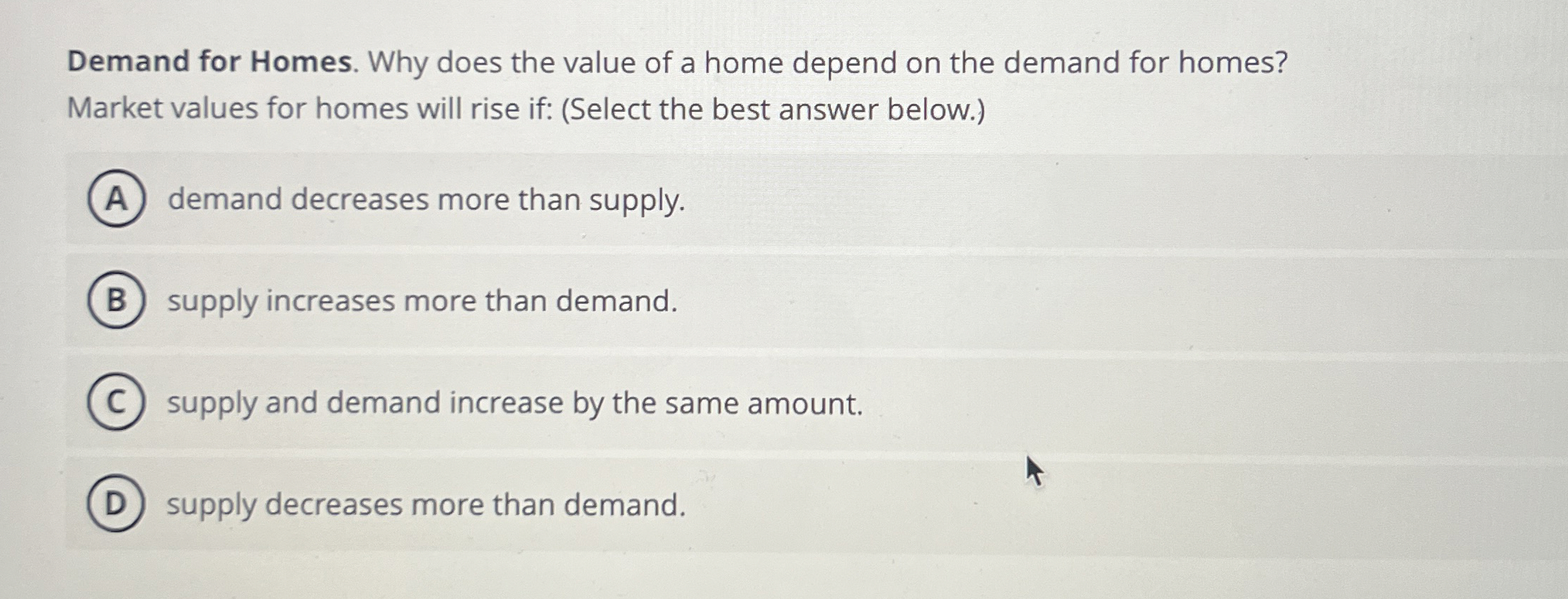 Solved Demand for Homes. Why does the value of a home depend | Chegg.com
