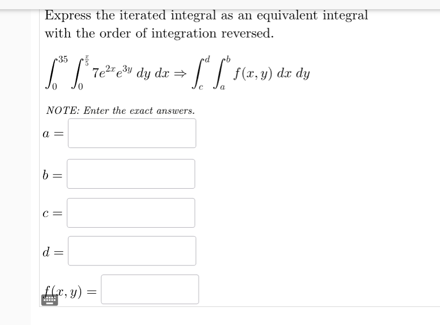 Solved Express the iterated integral as an equivalent | Chegg.com