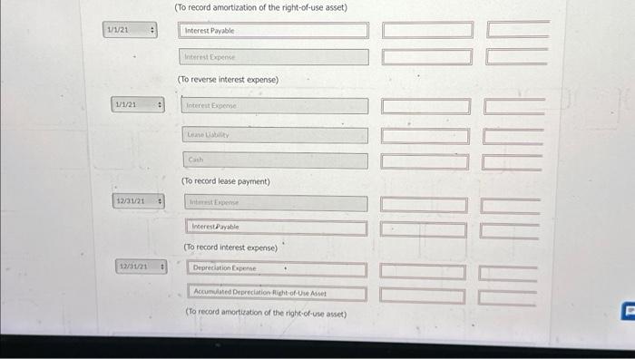Prepare all of the journal entries for the lessee for | Chegg.com