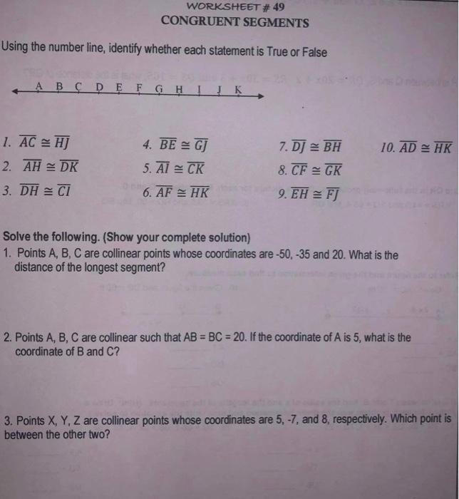 Solved Using the number line, identify whether each | Chegg.com