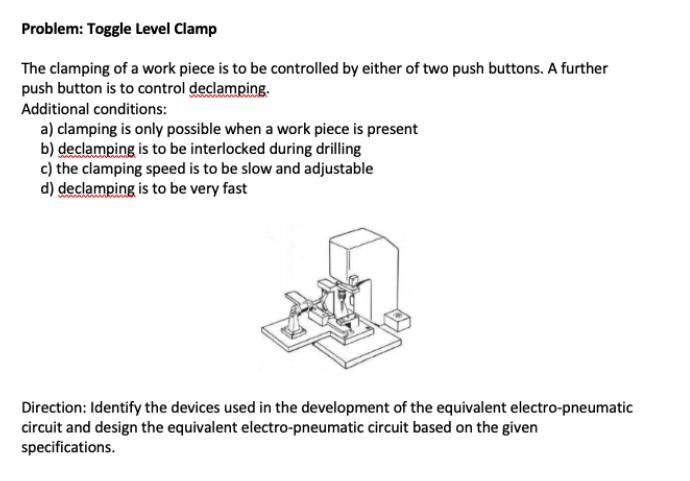Solved Problem: Toggle Level Clamp The clamping of a work | Chegg.com