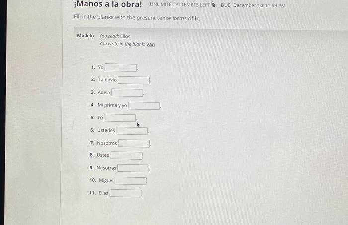 Fill in the blanks with the present tense forms of | Chegg.com