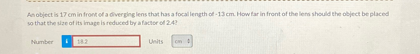 Solved An object is 17cm ﻿in front of a diverging lens that | Chegg.com