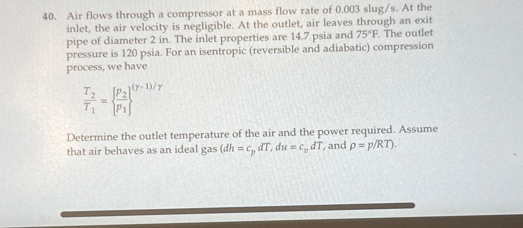 Solved Air flows through a compressor at a mass flow rate of | Chegg.com